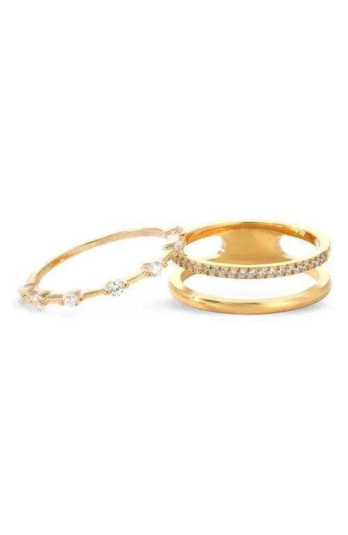 MINT & LILY Double Band Pave + Floating Eternity Ring Stack - Gold