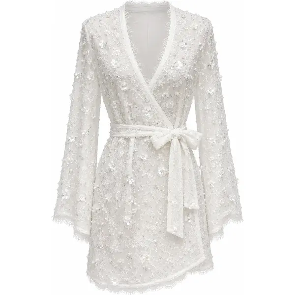 UNTAMED PETALS Emma Sequin Robe - Ivory
