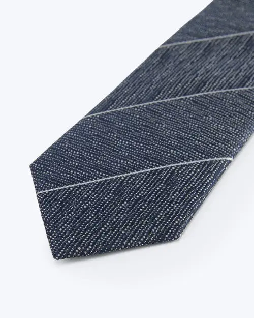 KNOTTERY & CO Speckle Pinstriped Silk Jacquard Tie