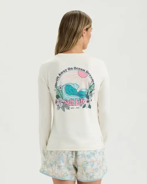 SALT LIFE Drift Away Performance Long Sleeve Tee - Chalk Heather