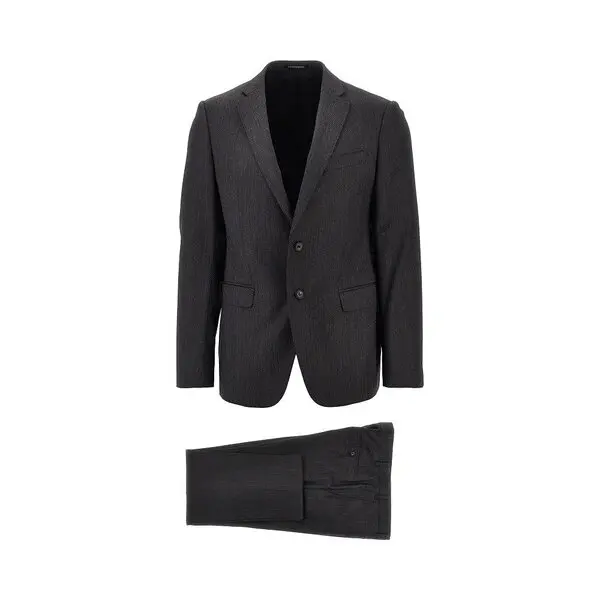 Emporio Armani M Line' Mouliné Wool Suit - Grey
