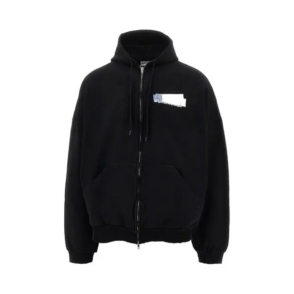 Balenciaga Ilver Tape Full-zip Hoodie - Black