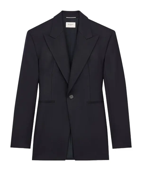 Saint Laurent Single-breasted Jacket In Brushed Wool Flannel