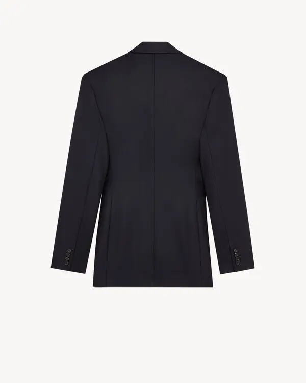 Saint Laurent Single-breasted Jacket In Brushed Wool Flannel