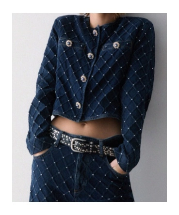 Liu Jo Quilted Embellished Denim Jacket