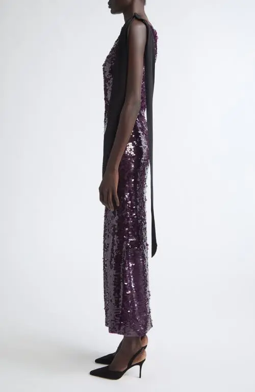 Carolina Herrera Sequin Bateau Neck Column Gown