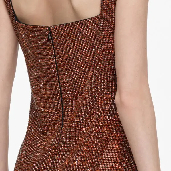 SELF-PORTRAIT Crystal-embellished Chainmail Mini Dress