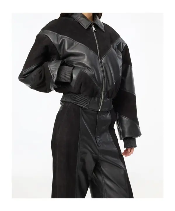 ROTATE BY BIRGER CHRISTENSEN Panelled Leather Jacket