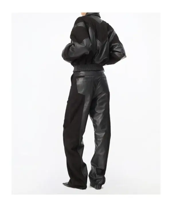 ROTATE BY BIRGER CHRISTENSEN Panelled Leather Jacket