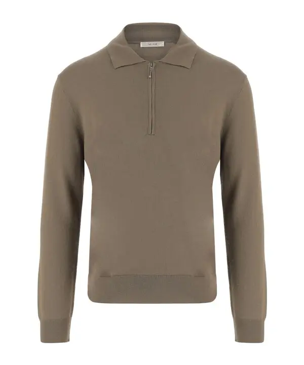 THE ROW Long-sleeved Polo Collar Sweater - Brown