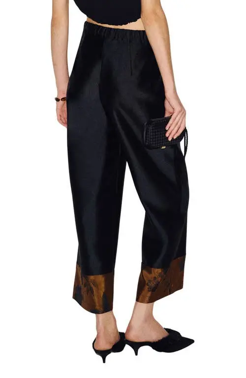 REFORMATION Olina Jacquard Hem Wide Leg Cropped Pants