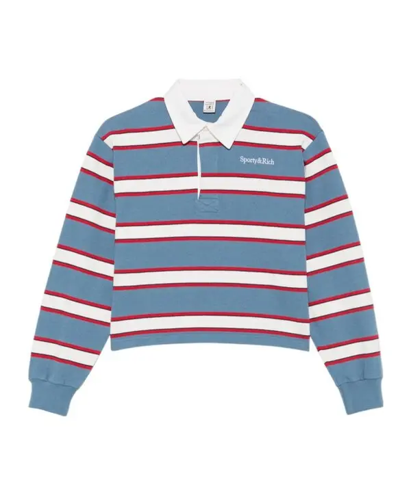 SPORTY  RICH Horizontal-striped Polo Shirt