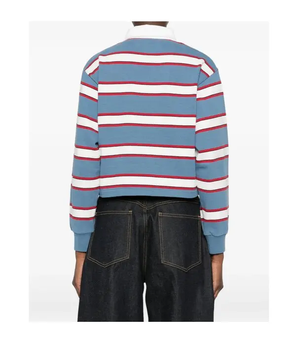 SPORTY  RICH Horizontal-striped Polo Shirt