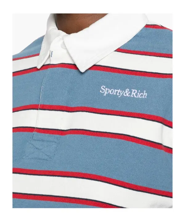 SPORTY  RICH Horizontal-striped Polo Shirt