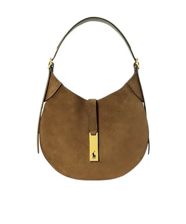 Polo Ralph Lauren Suede Crescent Shoulder Bag - Brown