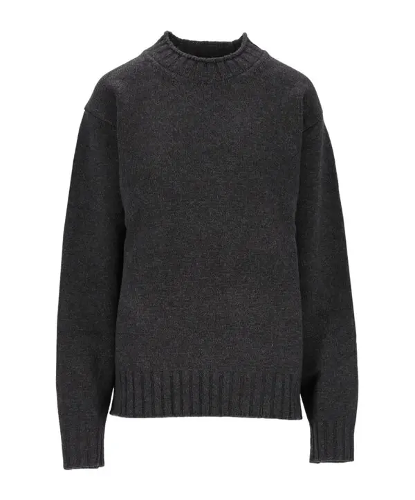 DUNST Ribbed Mock-neck Knitted Sweater - Black