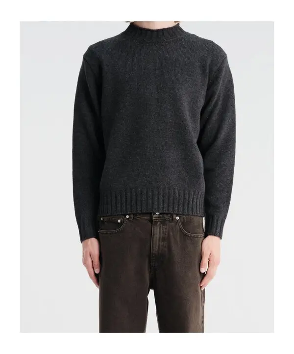 DUNST Ribbed Mock-neck Knitted Sweater - Black
