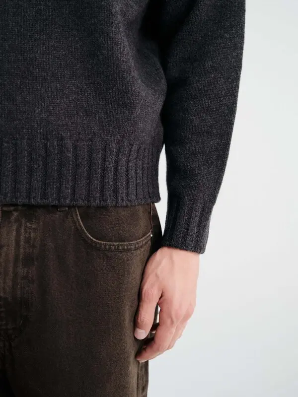 DUNST Ribbed Mock-neck Knitted Sweater - Black