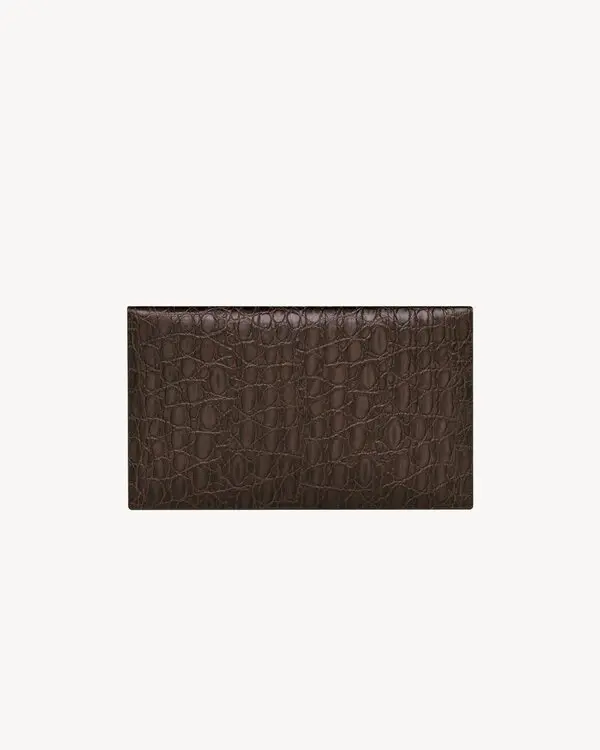 Saint Laurent Paris Pouch In Crocodile-embossed Leather