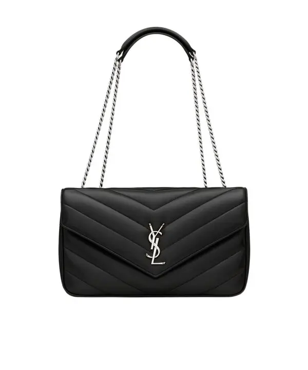 Saint Laurent Loulou Medium In Matelasse Lambskin - Black