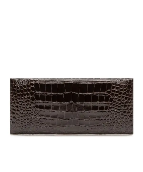 TOM FORD Tumbled Printed Embossed Leather Arc Clutch Bag - Black