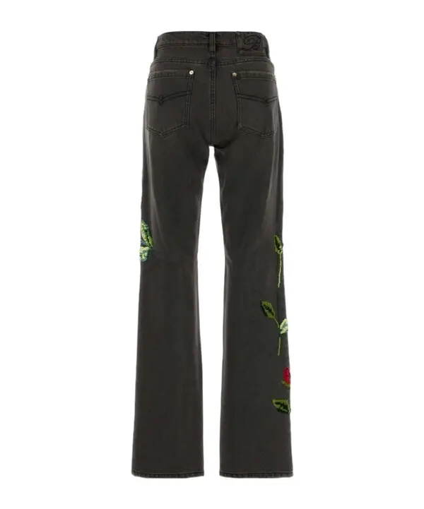 Blumarine Sequin Floral Straight-leg Jeans