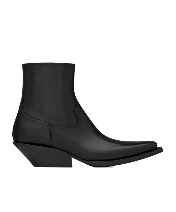 Saint Laurent Dylan Booties In Smooth Leather - Black
