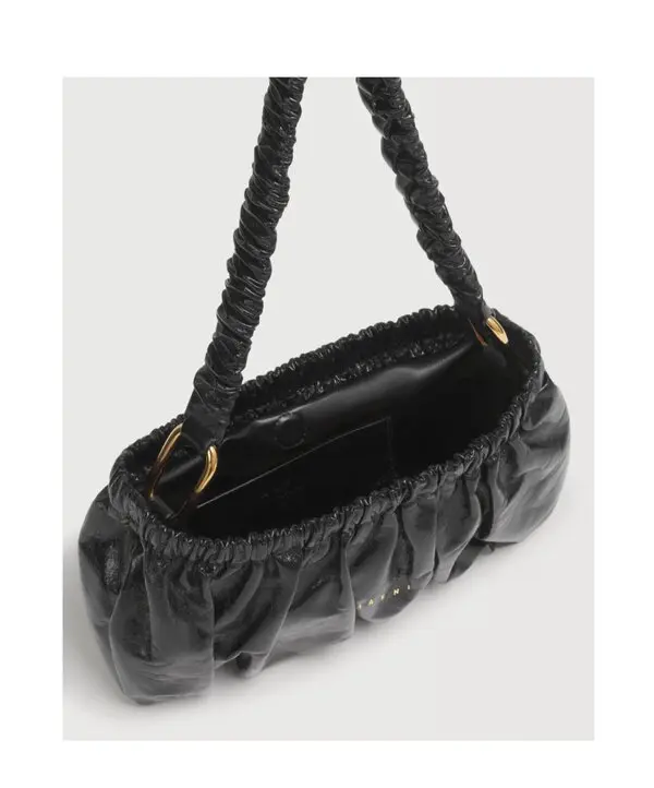 Marni Ruched Handle Shoulder Bag - Black