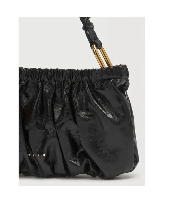 Marni Ruched Handle Shoulder Bag - Black