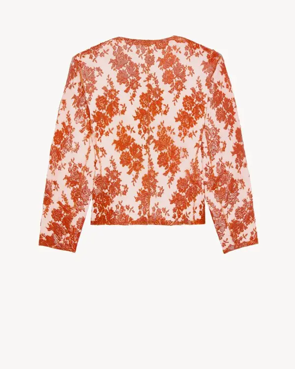 Saint Laurent Short Jacket In Silicone-coated Lace
