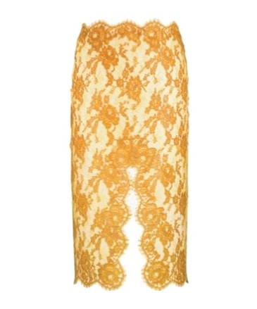 Saint Laurent Split Pencil Skirt In Silicone-coated Lace