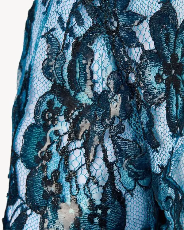 Saint Laurent V-back Dress In Silicone-coated Lace