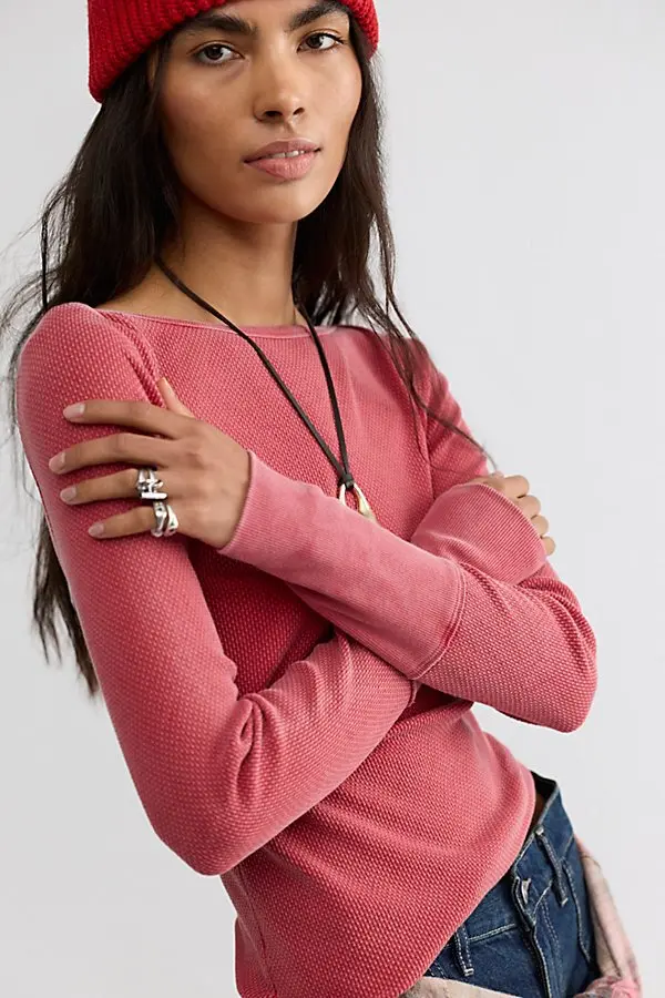 Free People We The Free Riviera Long Sleeve Thermal - Salsa