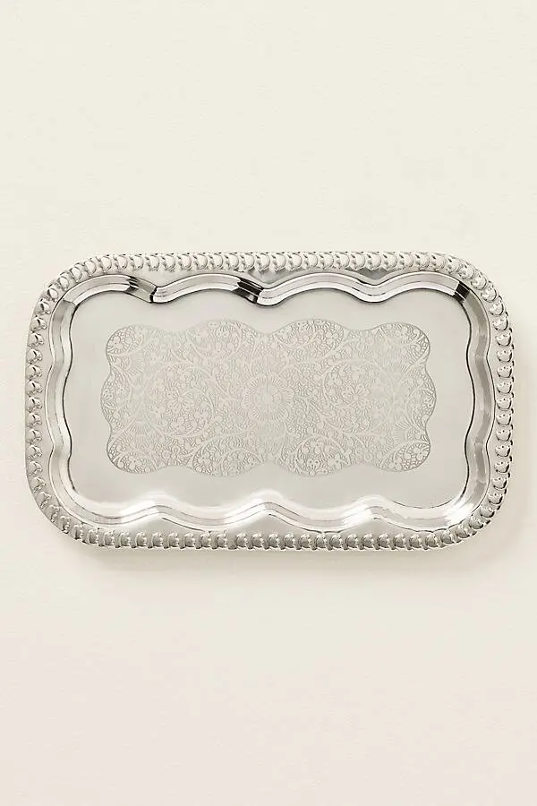 Anthropologie Fleur Etched Silver Trket - Rectangle