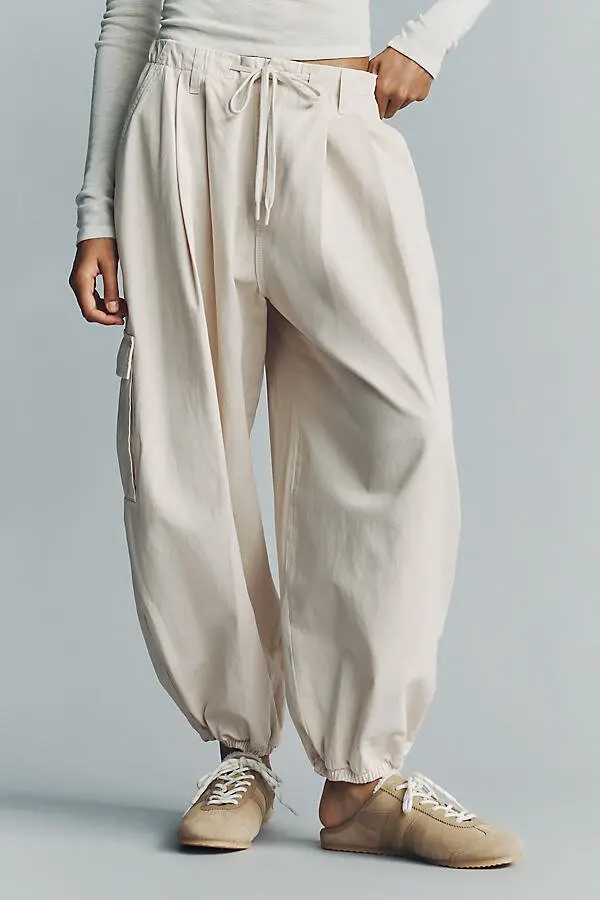 Anthropologie 100% Cotton Overd Balloon Cargo Pants - Neutral