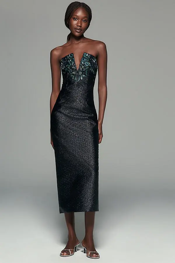 Dress The Population Perla Strapless Midi Dress