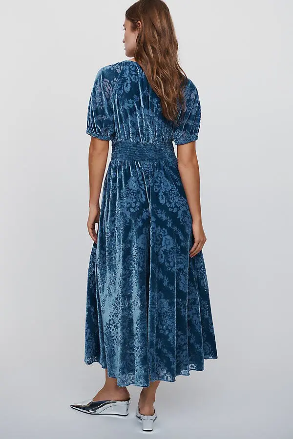 Anthropologie Katera Velvet Button Front Dress