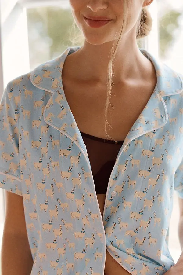 RO'S GARDEN Cora 100% Cotton Sleep Set - Blue Pattern
