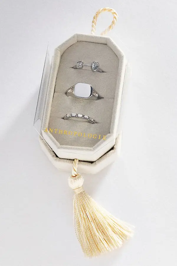 Anthropologie Signet Stackg Rgs, Set Of 3 - Silver