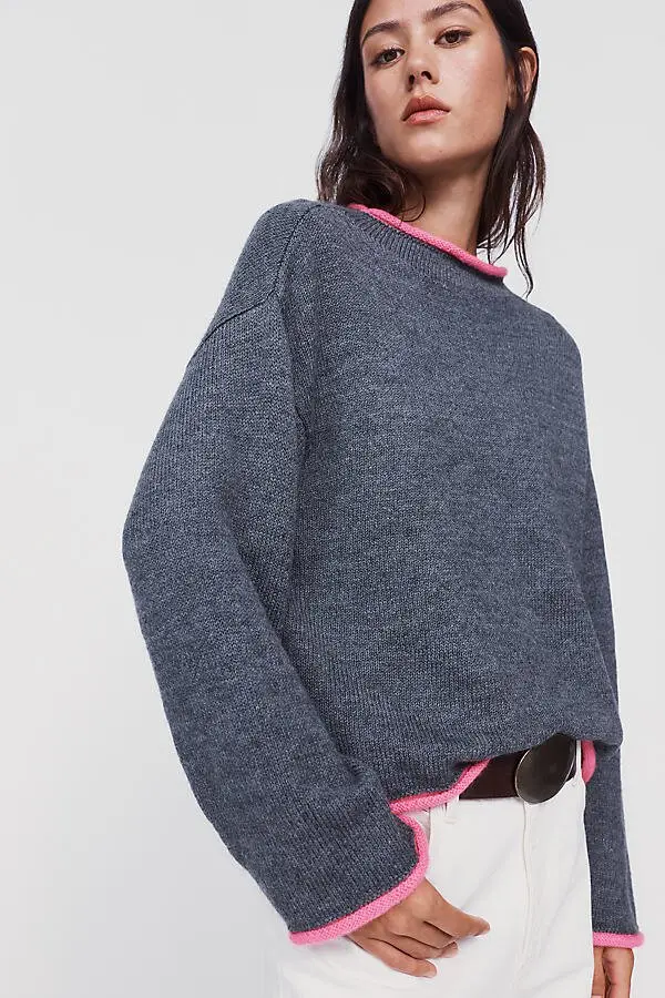 PILCRO Campbell Roll Neck Sweater - Grey
