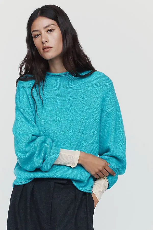 PILCRO Campbell Roll Neck Sweater - Turquoise