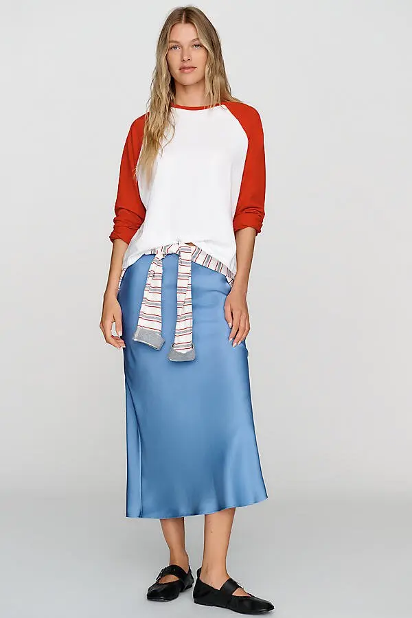 SUNNY SOMEWHERE 100% Cotton Raglan Baseball Tee - Red