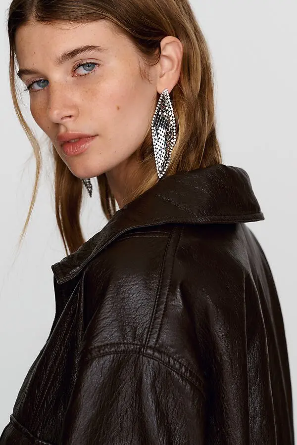 Lna Mercer Faux Leather Funnel Neck Jacket
