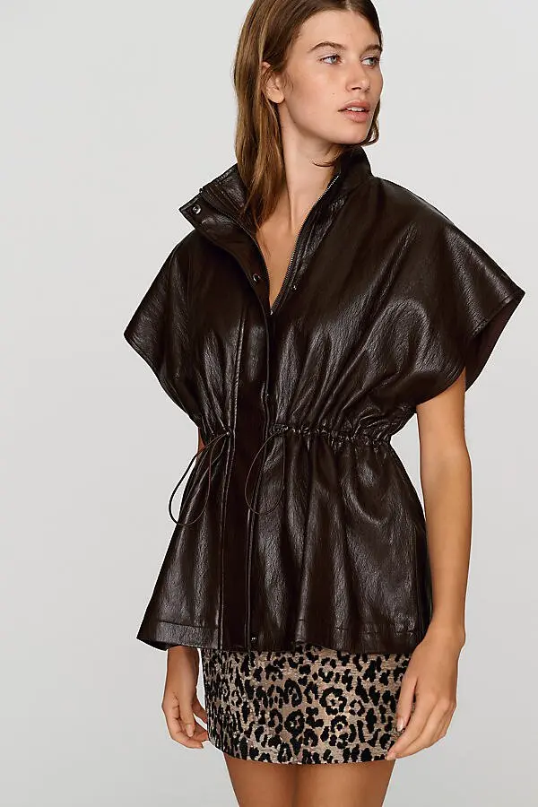 Lna Fairfax Faux Leather Short Sleeve Jacket