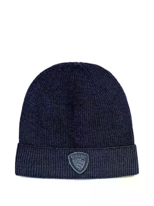 BLAUER. Oliver Logo-patch Ribbed-knit Beanie Hat - Blue
