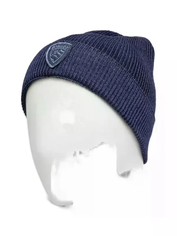 BLAUER. Oliver Logo-patch Ribbed-knit Beanie Hat