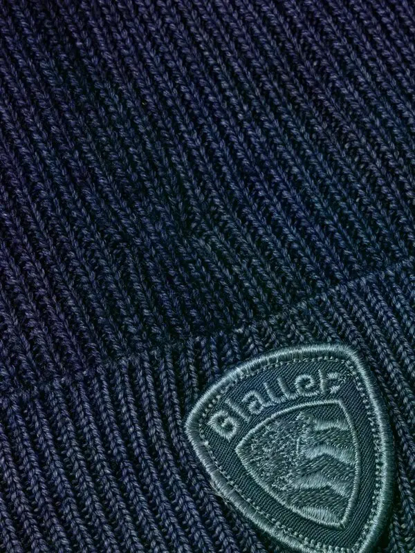 BLAUER. Oliver Logo-patch Ribbed-knit Beanie Hat