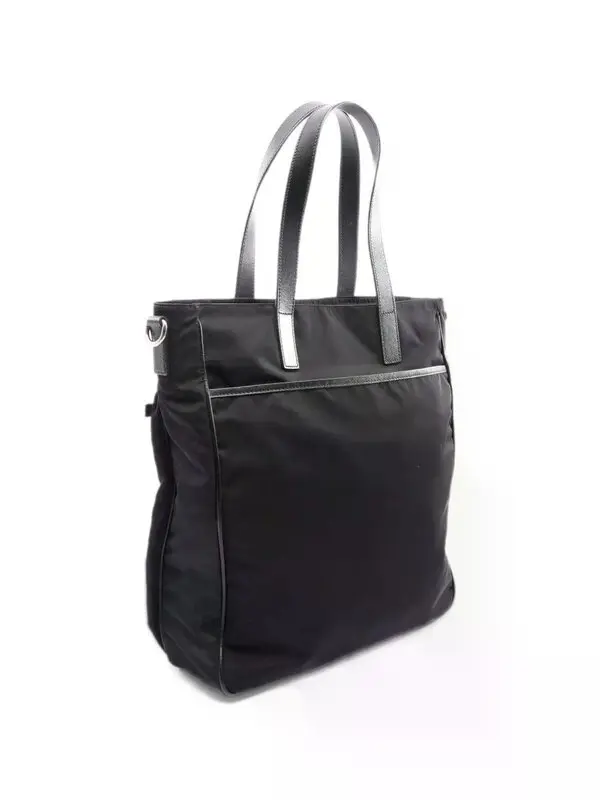 Prada 2010s Triangle Logo Saffiano Leather Tote Bag