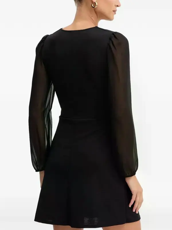 MORGAN Buckle-detail Sheer-sleeve Mini Dress