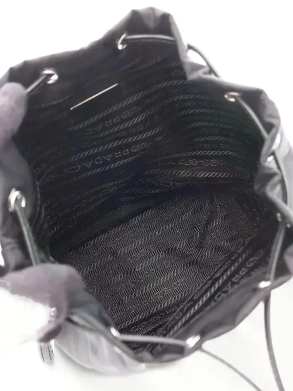 Prada Re-nylon Saffiano Leather Bucket Bag - Black